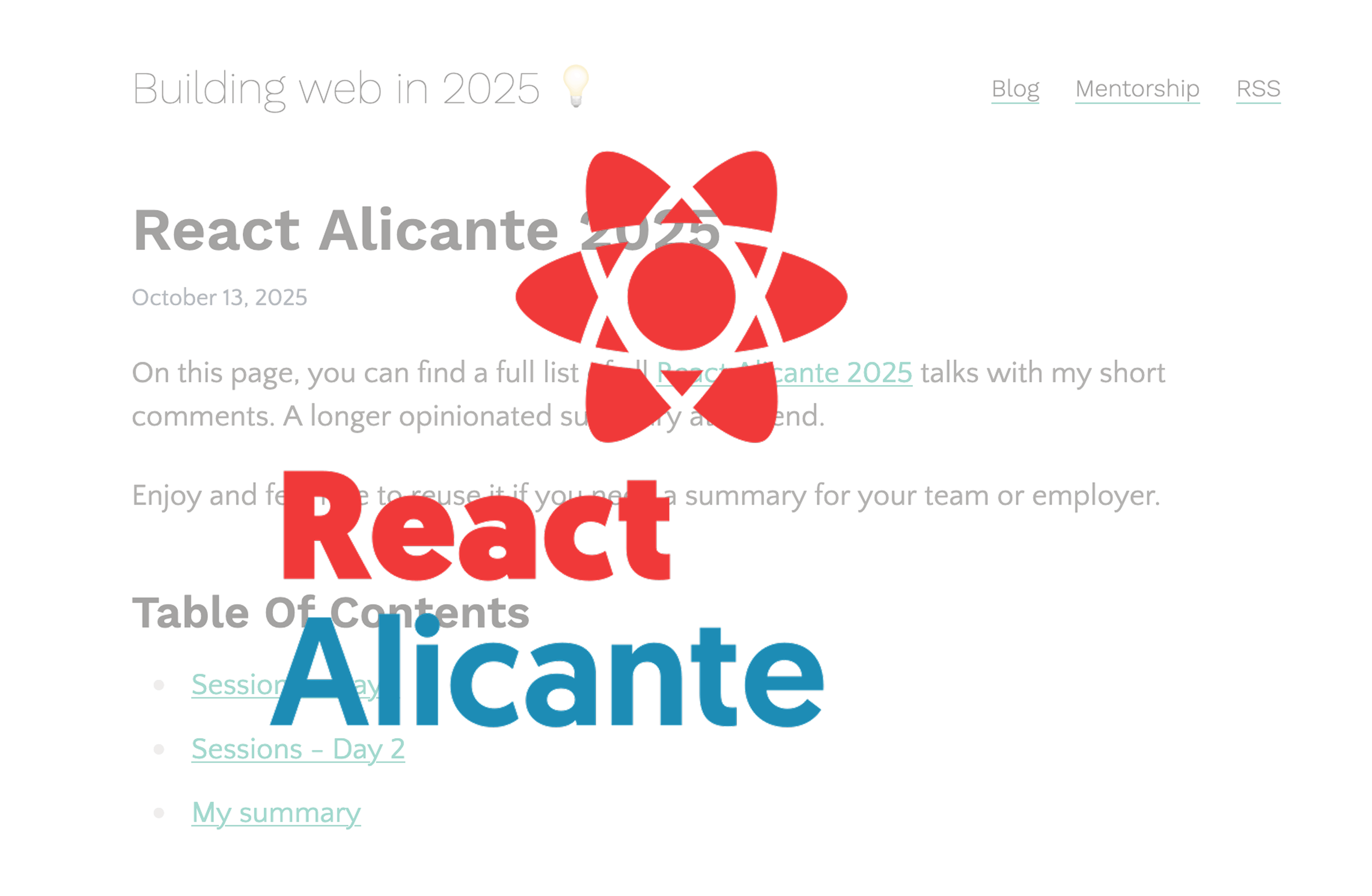 React Alicante 2025 | kalabro.tech by Kate Marshalkina